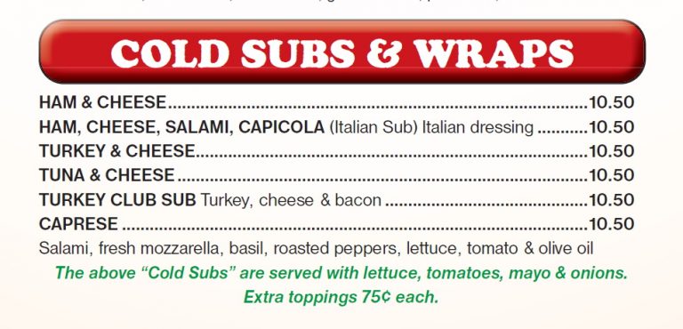 Menu – Brothers Pizza Pasta Subs
